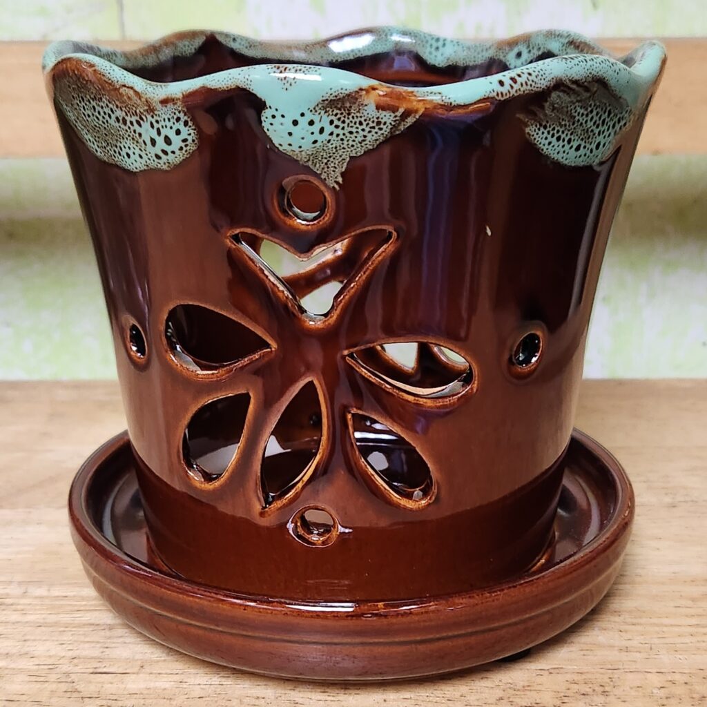 H-LOTUS26, butterfly orchid pot, brown/green, 8" x 8" - Green Barn ...